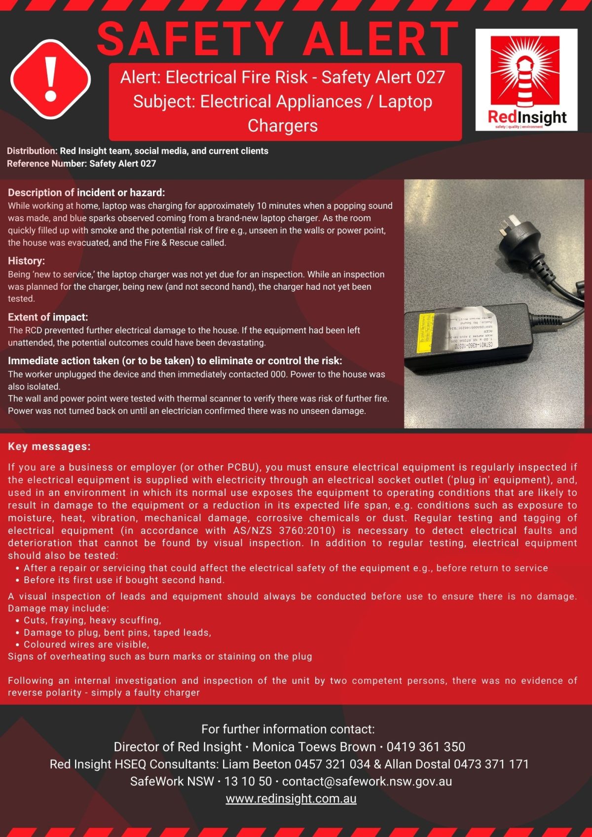 Safety Alert 027 - New Computer Electrical Fire : Red Insight WHS ...